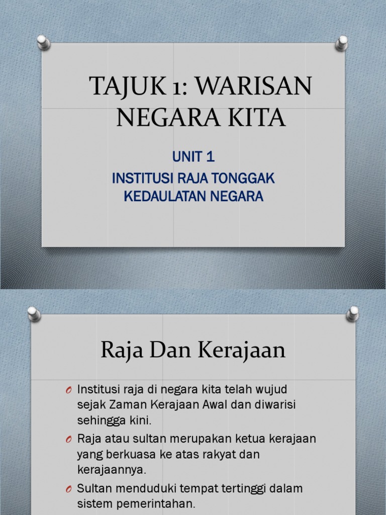 Institusi Raja Tonggak Kedaulatan Negara (Raja Dan Kerajaan) | PDF