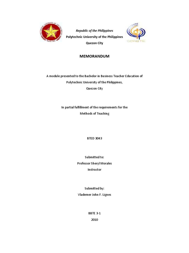 Memorandum: Polytechnic Polytechnic University of The Philippines ...