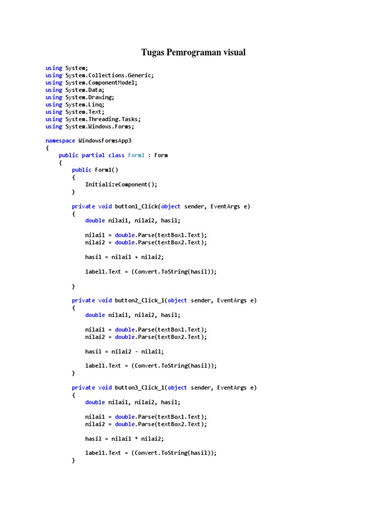 Tugas Pemrograman Visual | Download Free PDF | Computer Programming | Software Engineering