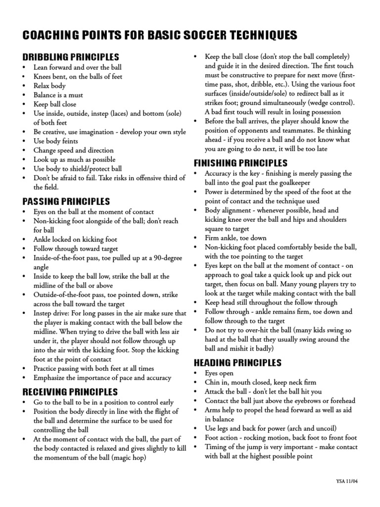Coaching Points | Download Free PDF | Foot | Games Of Physical Skill