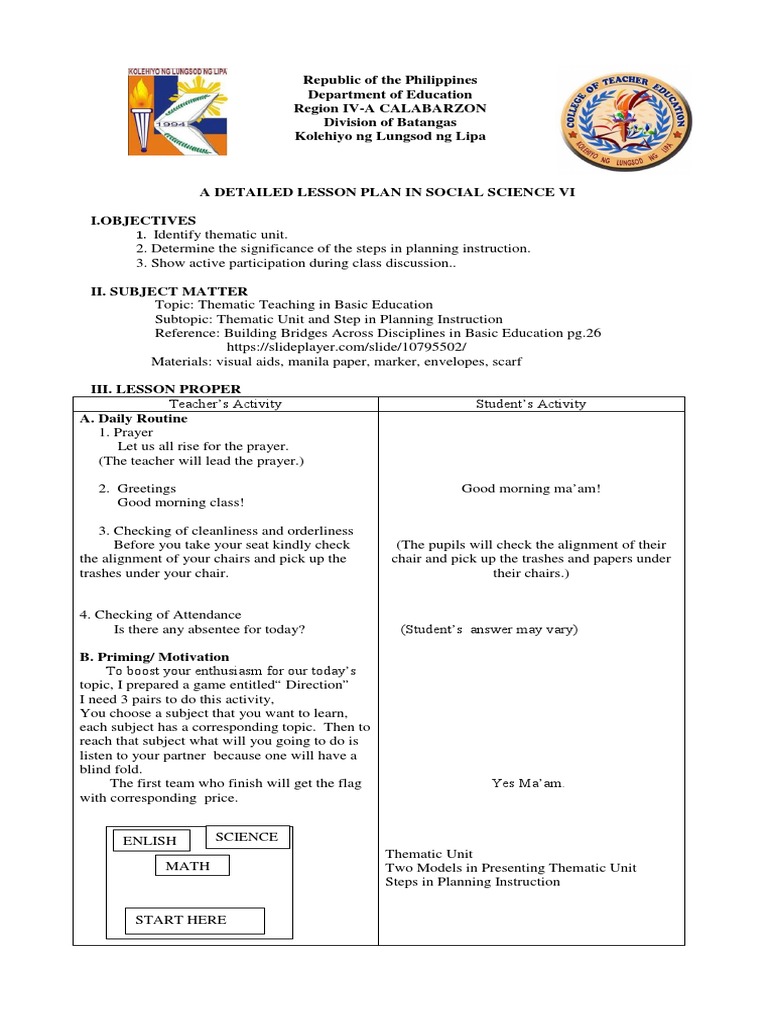 Lesson Plan Soc Sci 6 | PDF | Education Theory | Behavior Modification