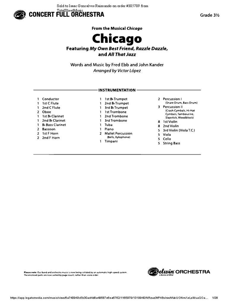 Chicago (From The Musical Chicago) - Score | PDF