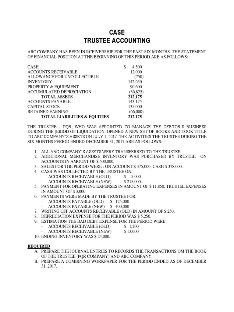 Case Trustee Accounting: Total Assets | PDF