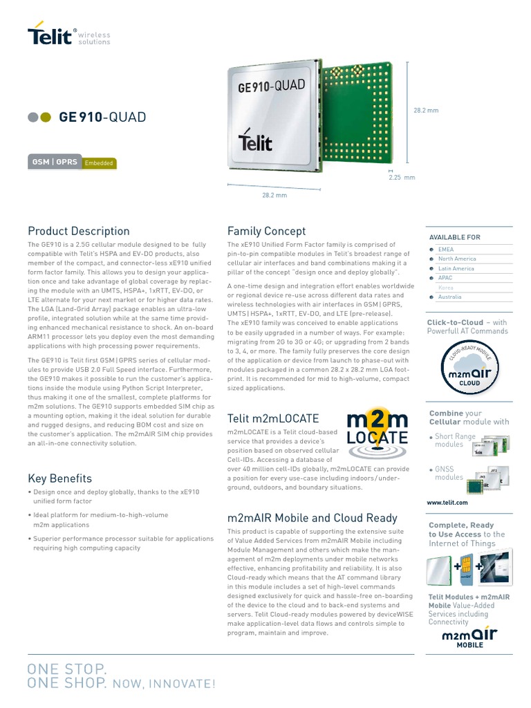 Telit GE910-QUAD Datasheet | PDF | General Packet Radio Service | Gsm