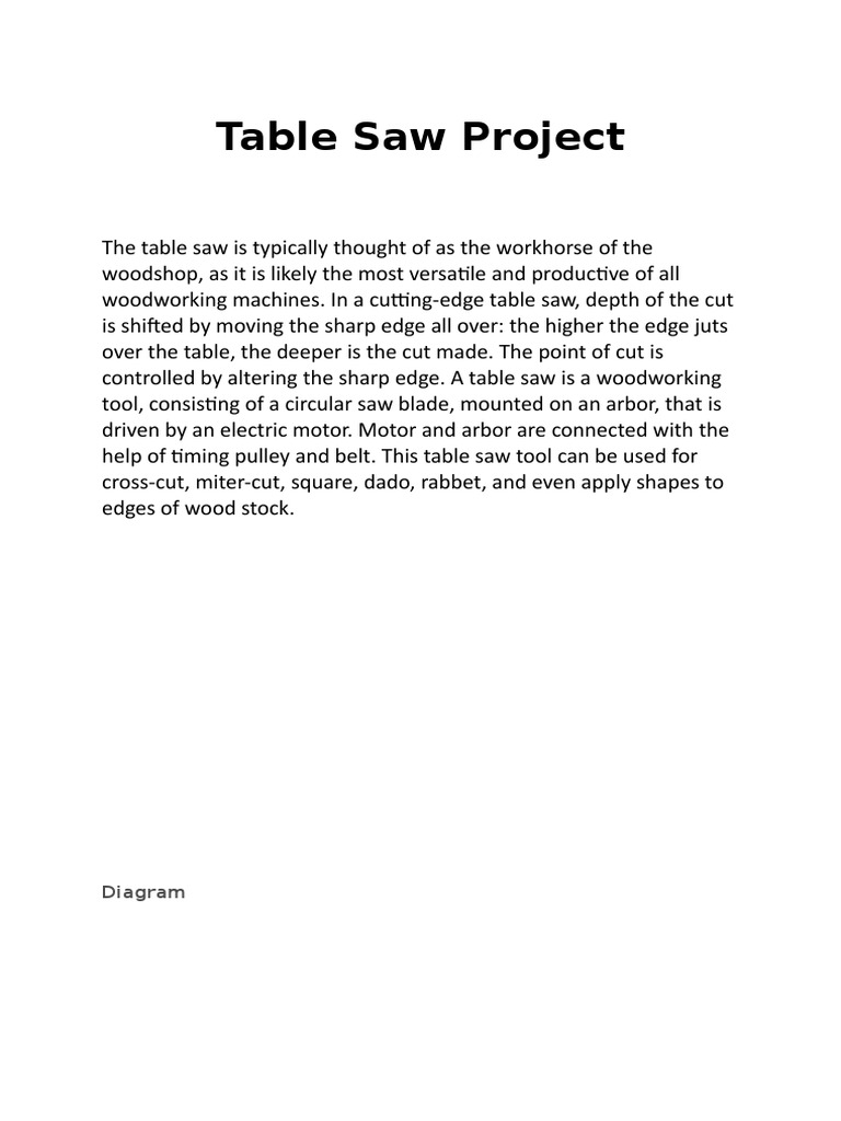 Table Saw Project Overview and Diagram | PDF
