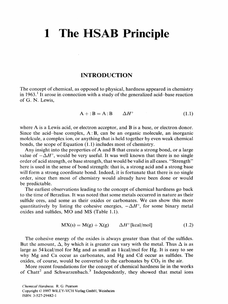 Chap 1 - The HSAB Principle | PDF | Coordination Complex | Chemical ...