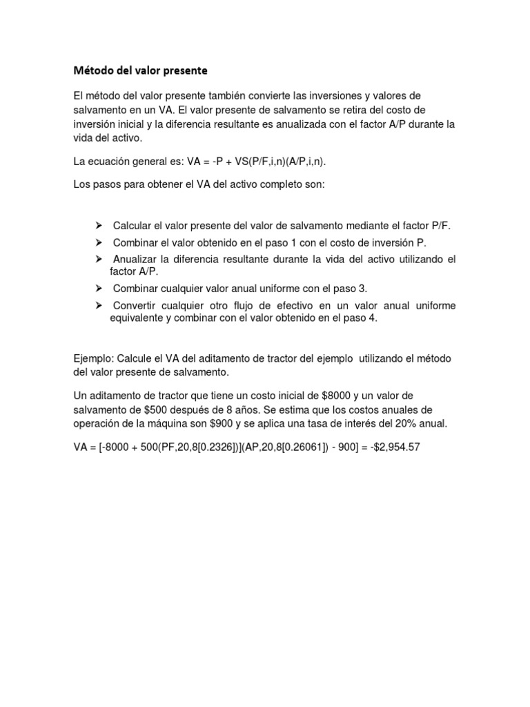 2.1 Metodo Del Valor Presente | PDF