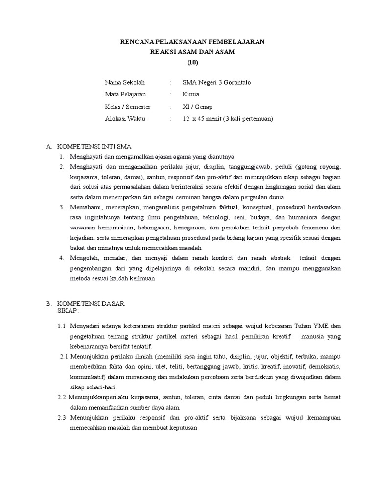 RPP 10 Asam Basa | PDF