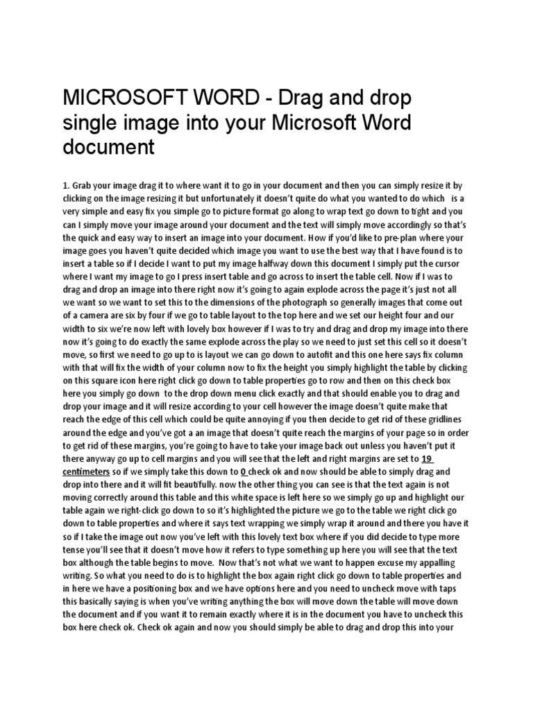 MICROSOFT WORD - Drag and Drop Single Image Into Your Microsoft Word ...