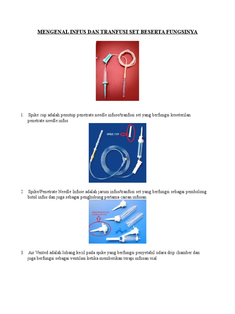 Fungsi Utama Komponen Infus dan Transfusi Set | PDF