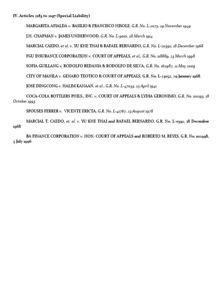 IV. Articles 2183 To 2197 (Special Liability) : October 1993 | PDF | Law