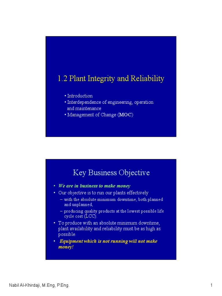 Plant Integrity and Reliability Overview | PDF | Risk Management | Risk