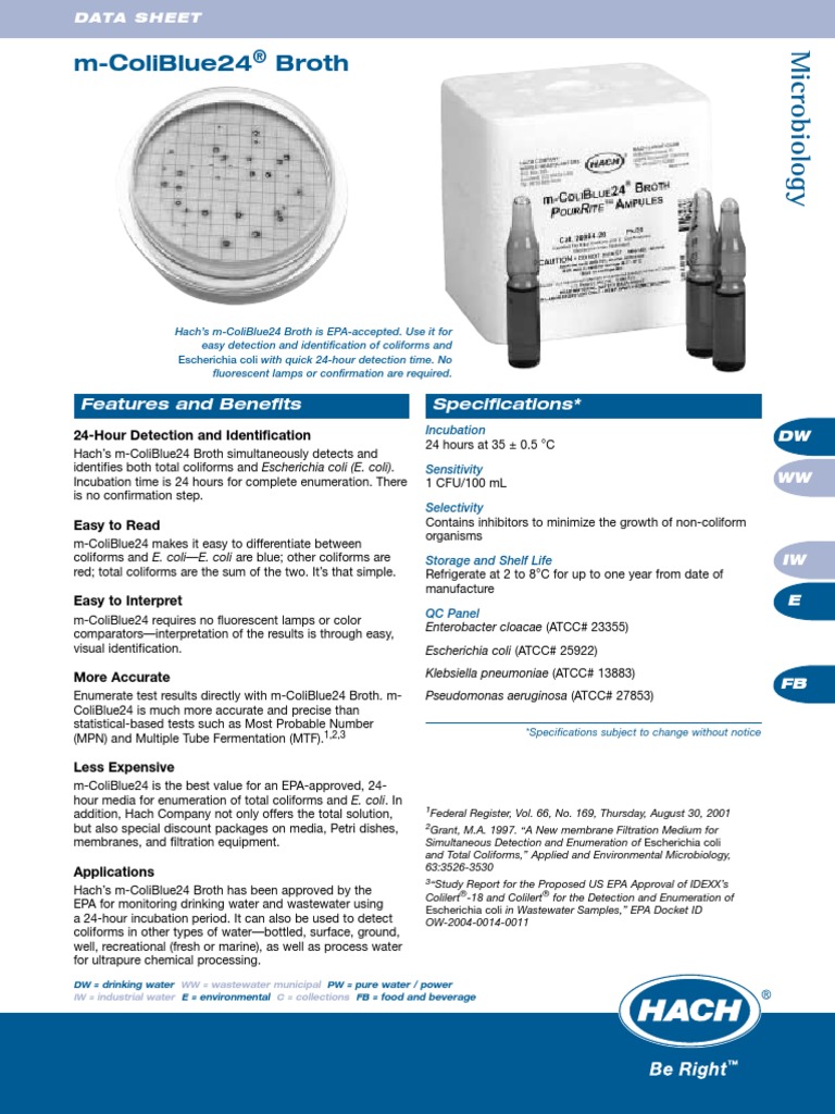 M-Coliblue Data Sheed | PDF | Drinking Water | Escherichia Coli