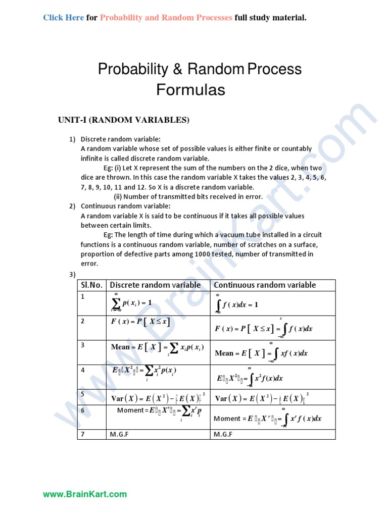 091 - MA8451 MA6451 Probability and Random Processes - Important Question PDF | PDF ...