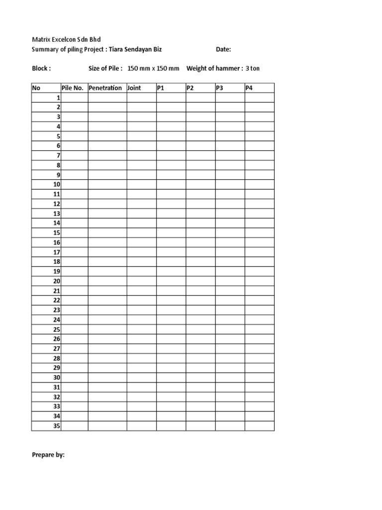 Summary Record Piling | PDF