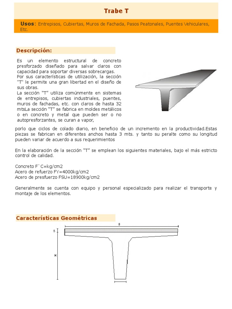Trabes T | PDF | Hormigón | Acero