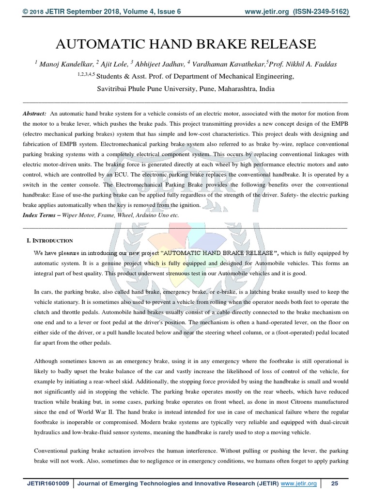 Automatic Hand Brake Release: Manoj Kandelkar, Ajit Lole, Abhijeet ...