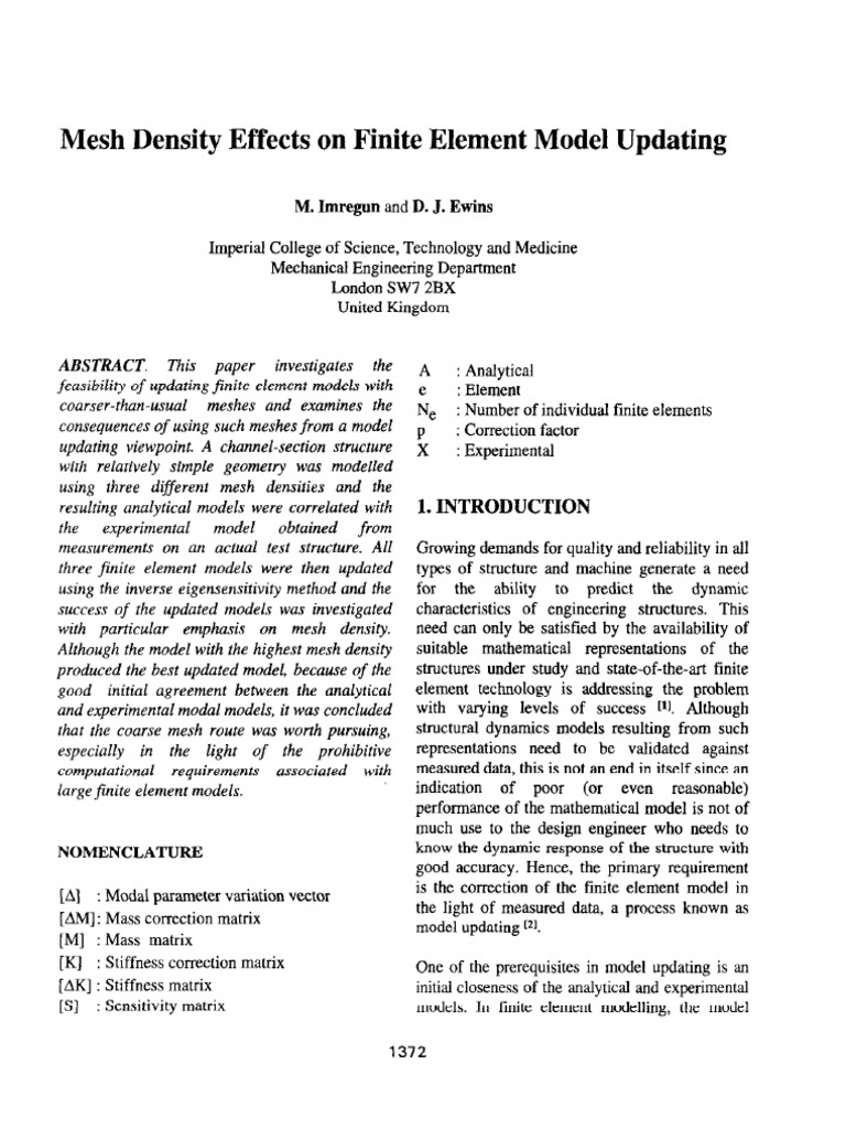 Mesh Density On Modal | PDF | Mathematical Model | Matrix (Mathematics)