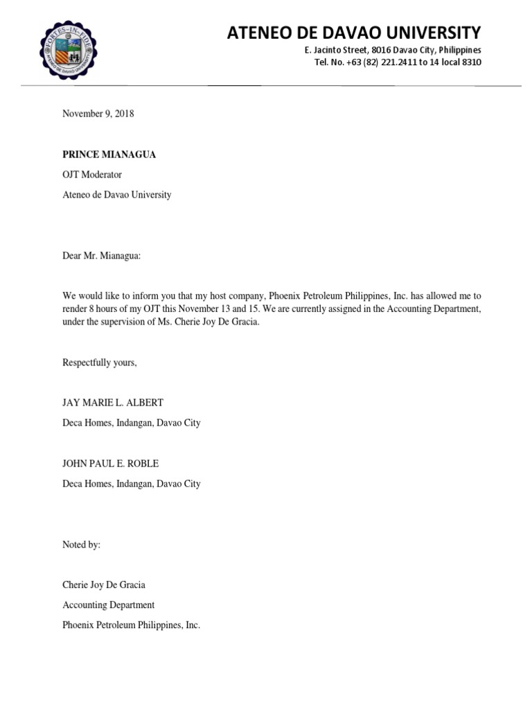 OJT Overtime Letter 2 | PDF | Business