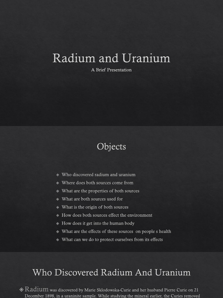 Radium & Uranium Presentation | PDF