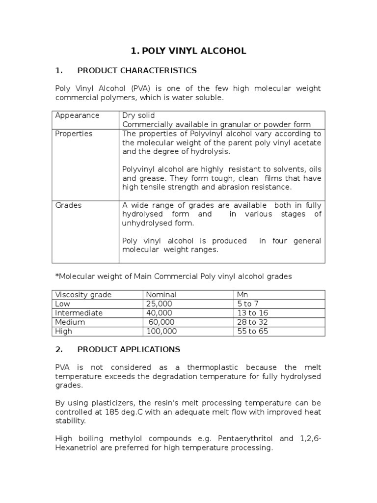 Pva | PDF | Polyvinyl Chloride | Adhesive
