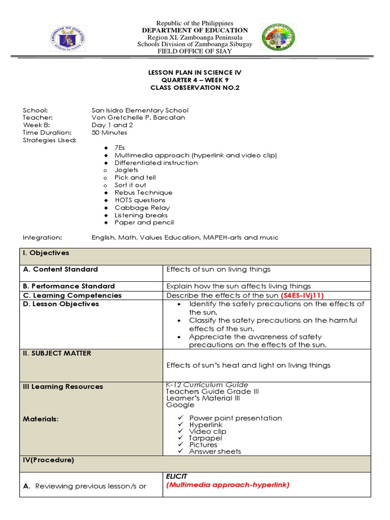 Quarter 4, Week 9 - Science IV | PDF | Differentiated Instruction ...