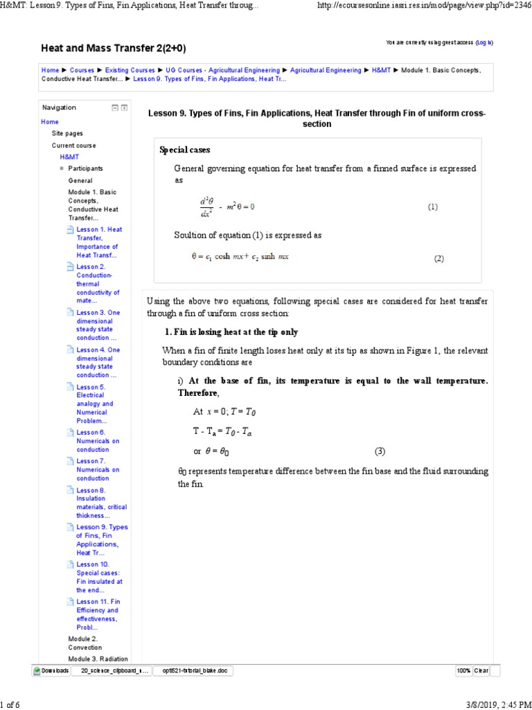 H&MT - Lesson 9. Types of Fins, Fin Applications, Heat Transfer Through ...