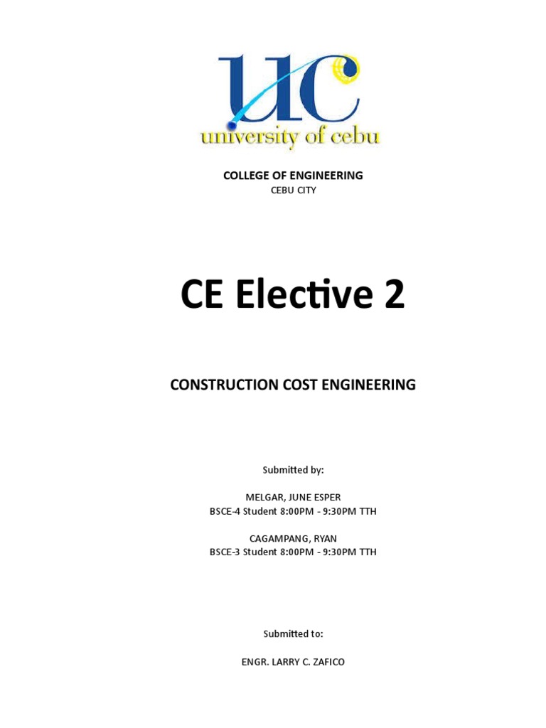 Construction Cost Engineering Course Document | PDF
