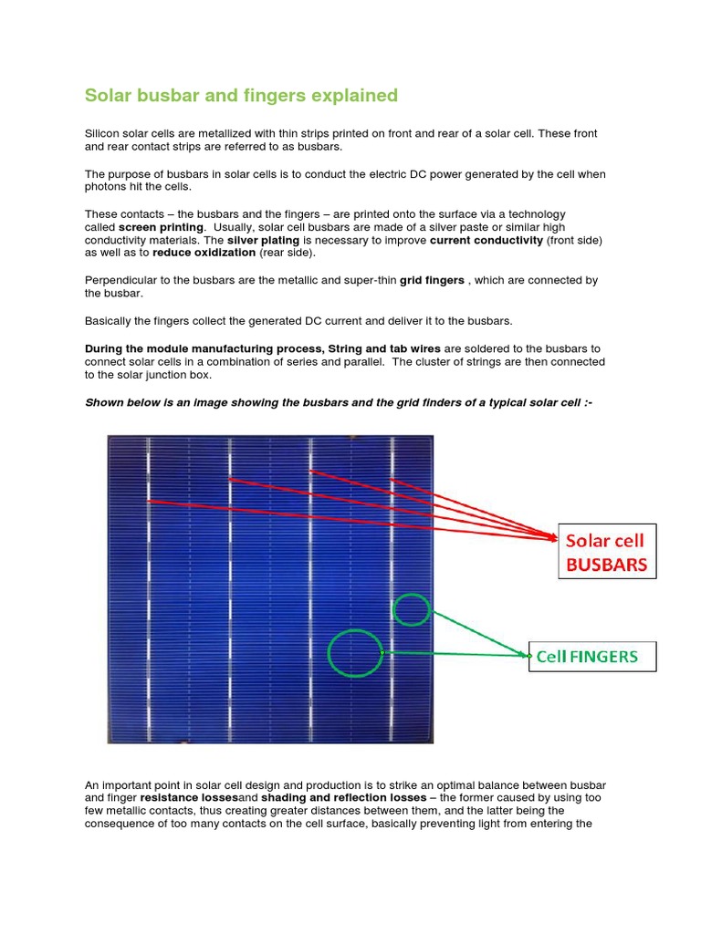 Solar Busbar and Fingers Explained | Download Free PDF | Solar Cell ...