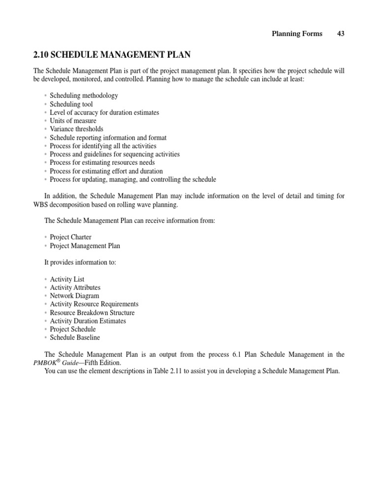 Schedule Management Plan | PDF