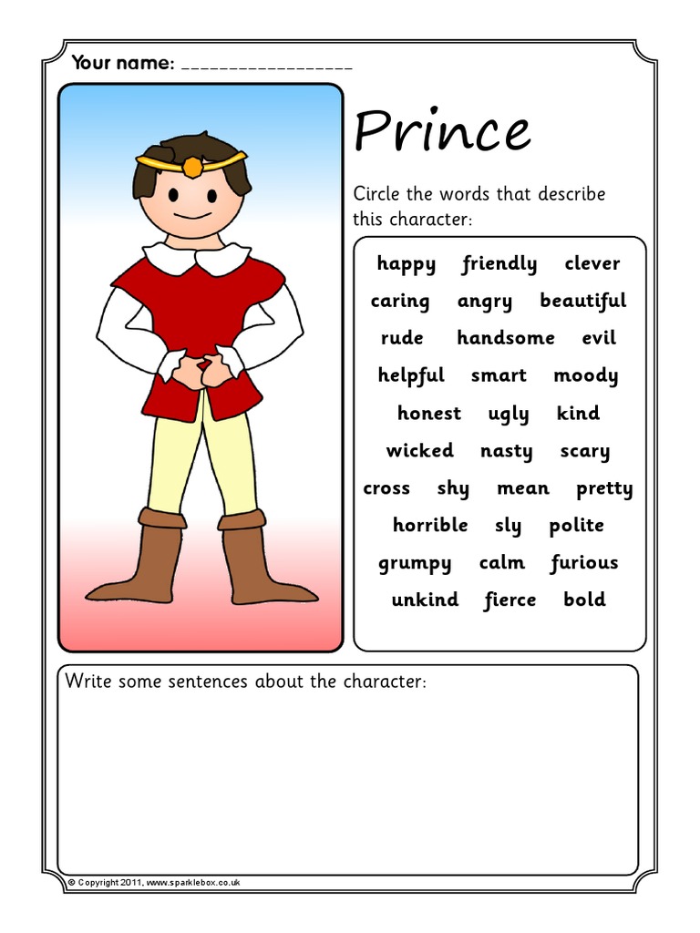 Adjectives Taht Describe Fairy Tale Chatracters PDF | PDF | Fairy Tales ...