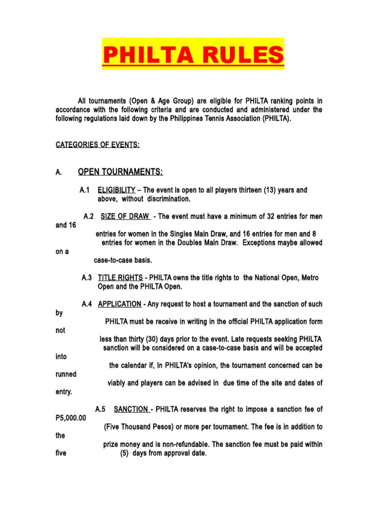 Philta Rules | Download Free PDF | Sports