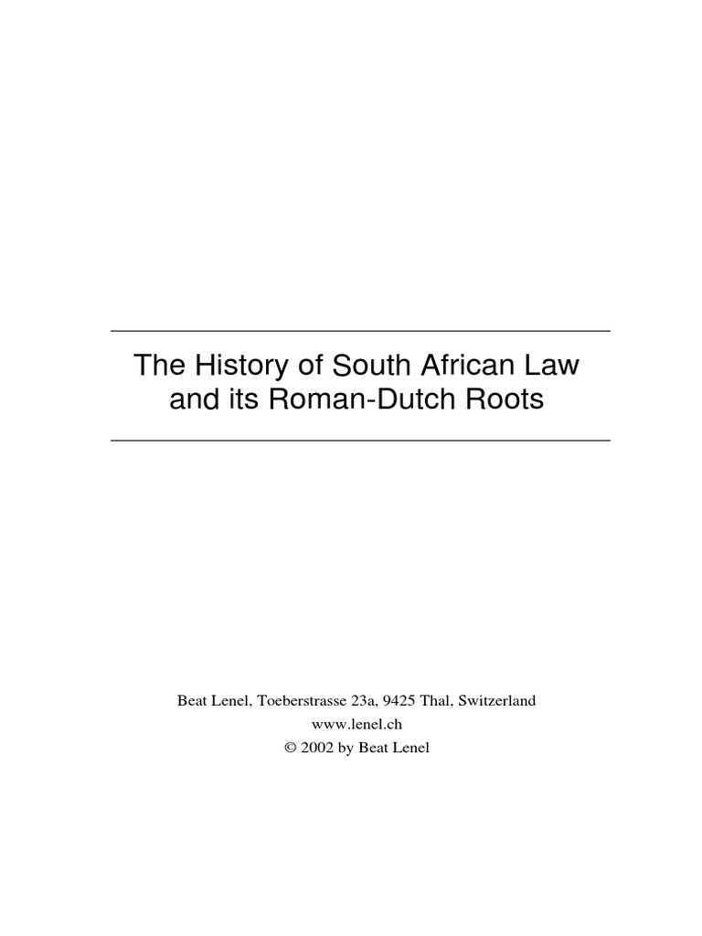 History of Sa Law en | PDF | Precedent | Boer
