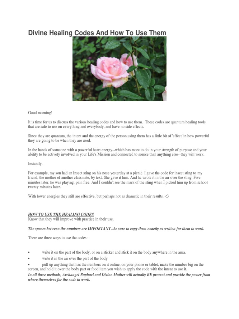 Divine Healing Codes and How To Use Them | PDF | Anxiety Disorder ...