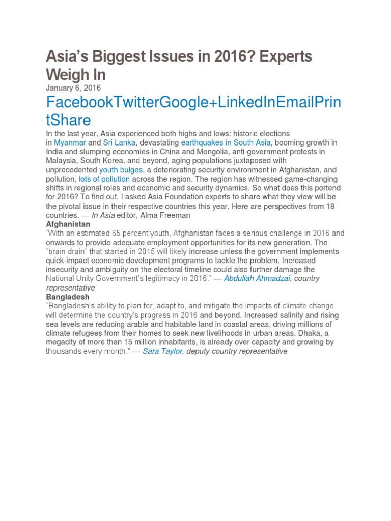 Asian Problems | PDF | Association Of Southeast Asian Nations | Asia