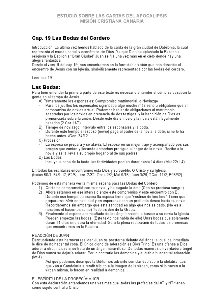 Cap 19 Las Bodas Del Cordero | PDF | antecristo | Libro de revelación