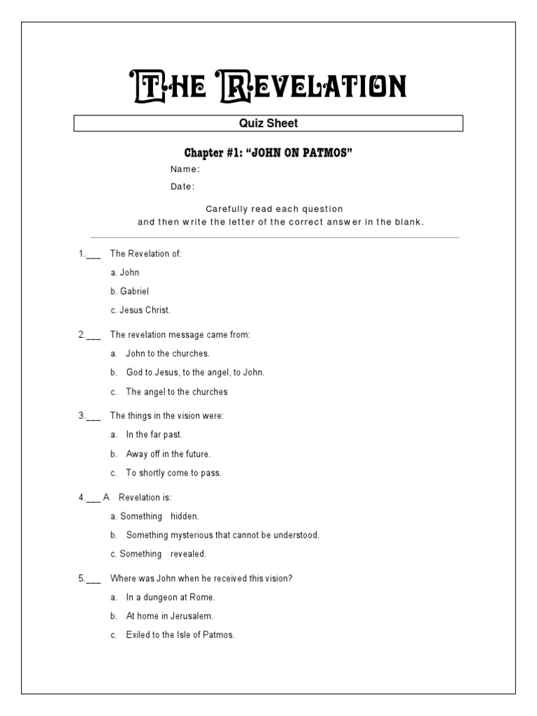 Rev-Quiz-All.pdf | The Beast (Revelation) | Book Of Revelation | Free ...