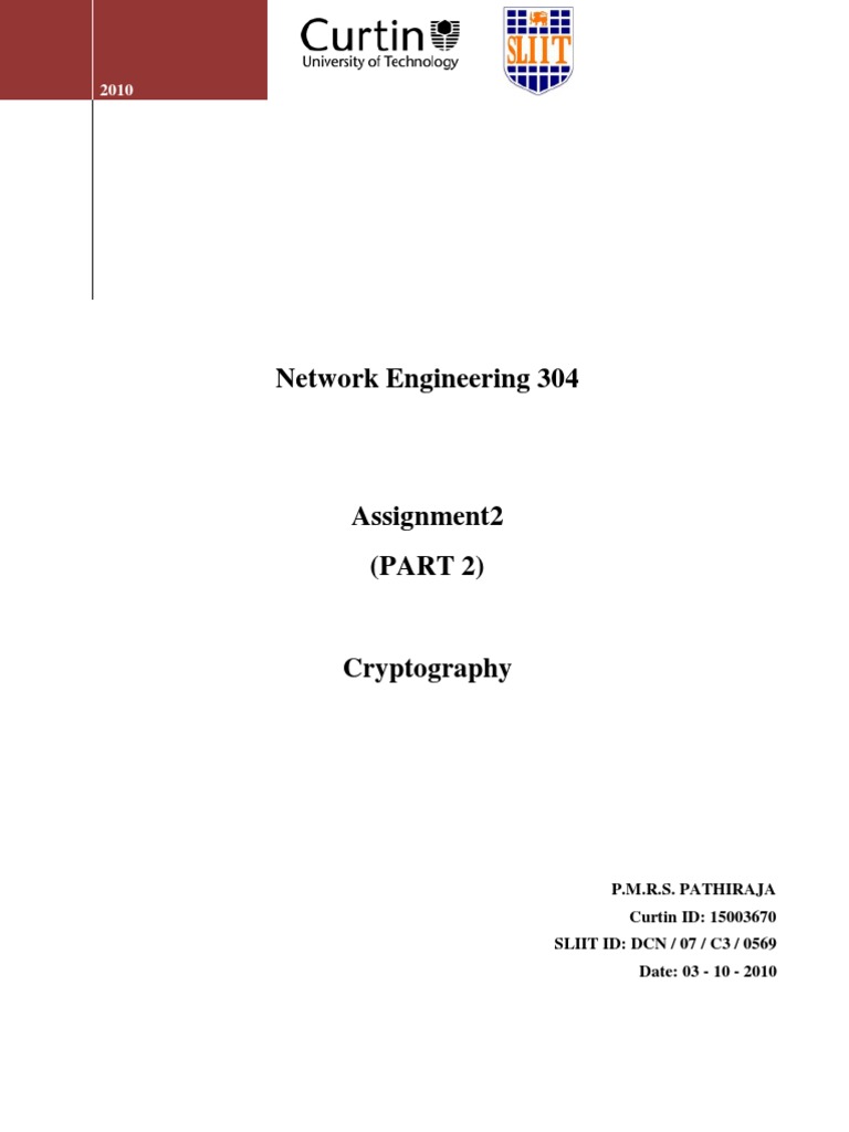 Assignment 2 - Part 2 - Cryptography | PDF | Cryptography | Key (Cryptography)