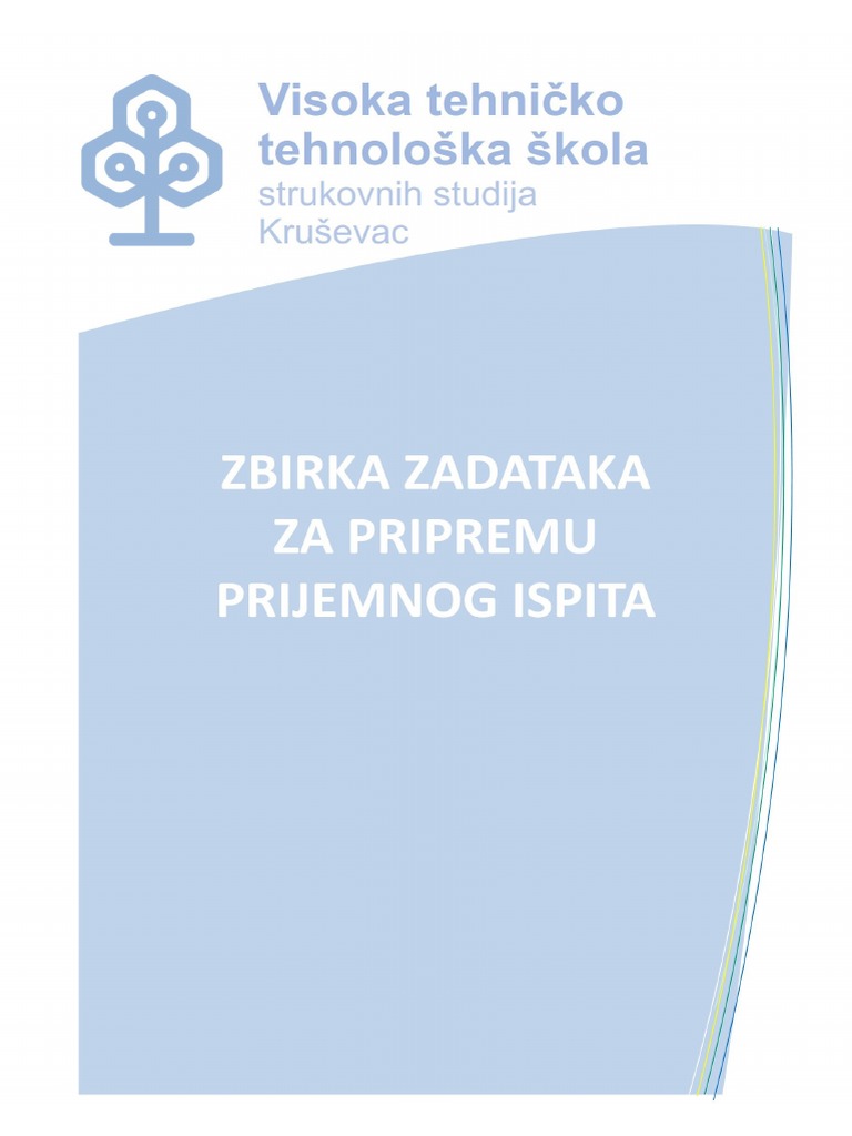 Zbirka Zadataka Za Pripremu Prijemnog Ispita Sajt | PDF