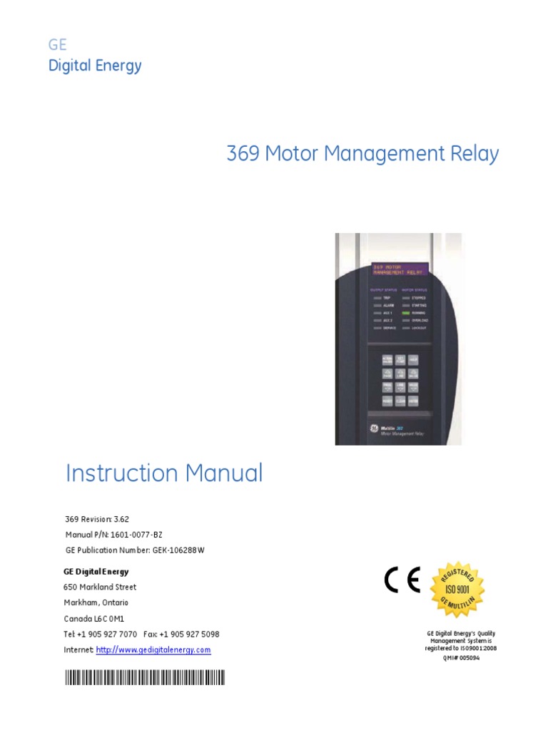 369 Motor Management Relay - MULTILIN PDF | PDF | Relay | Electrical ...