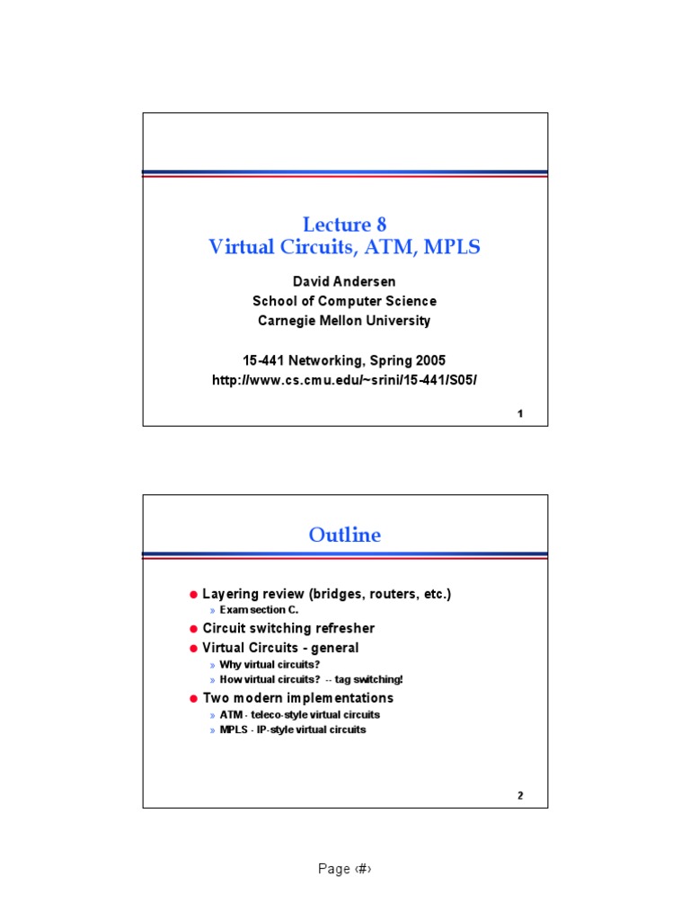 Virtual Circuits, ATM, MPLS: Page # | PDF | Multiprotocol Label Switching | Networking