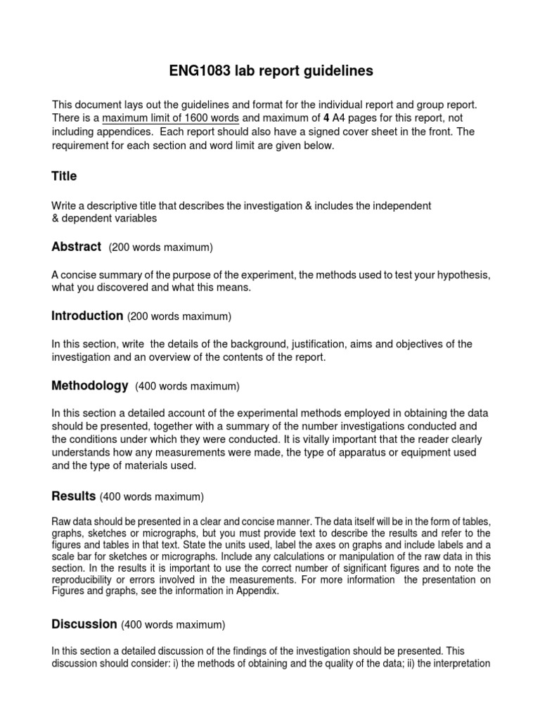 ENG1083 Lab Report Guidelines: Title | PDF | Experiment | Data
