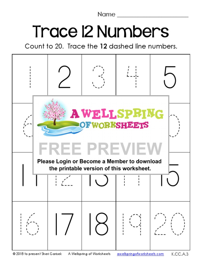 Trace Numbers 1 20 Trace 12 Numbers WM | PDF