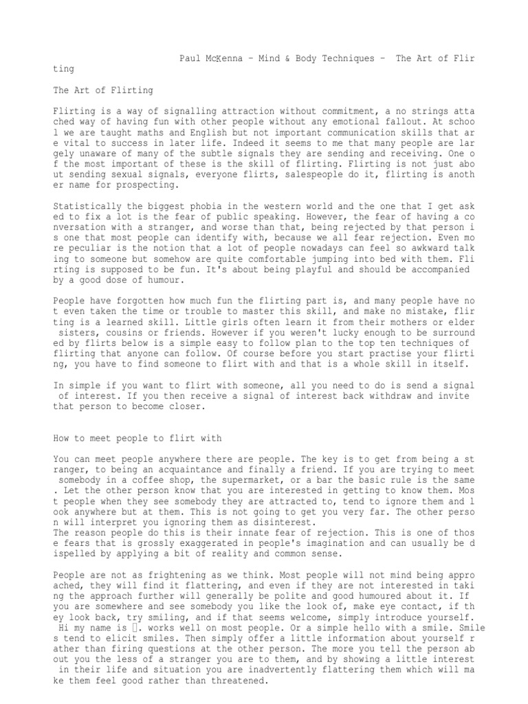 Paul Mckenna - Mind & Body Techniques - The Art of Flirting | PDF ...