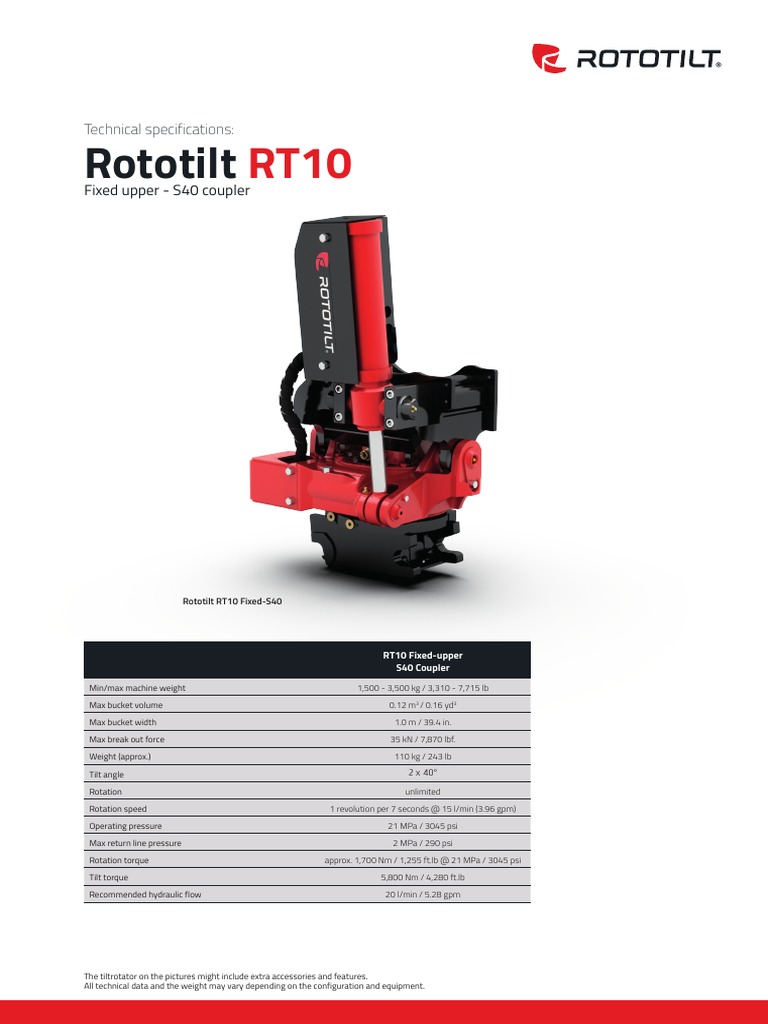 Rototilt: Technical Specifications | PDF