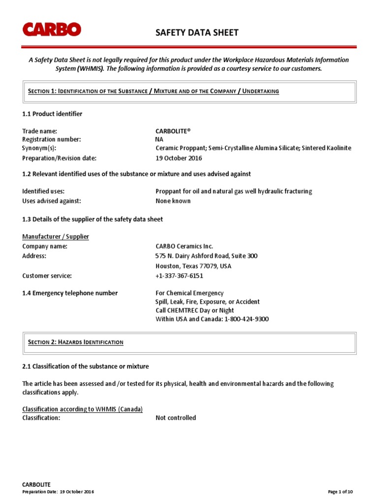 Safety Data Sheet Carbolite | PDF | Toxicity | Personal Protective Equipment