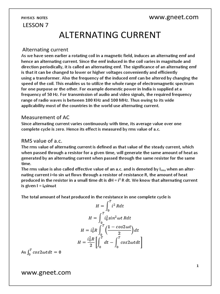 Alternating Current: Lesson 7 | PDF | Inductor | Transformer