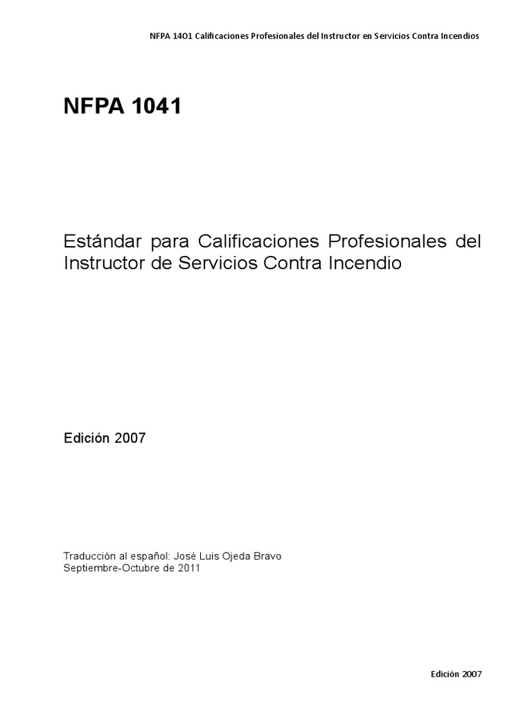 NFPA 1041 Instructor I Espanol | PDF | Evaluación | Planificación