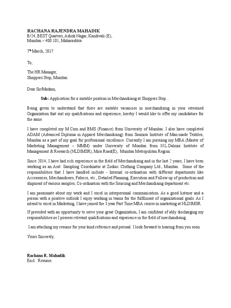 Covering Letter RM SS | PDF