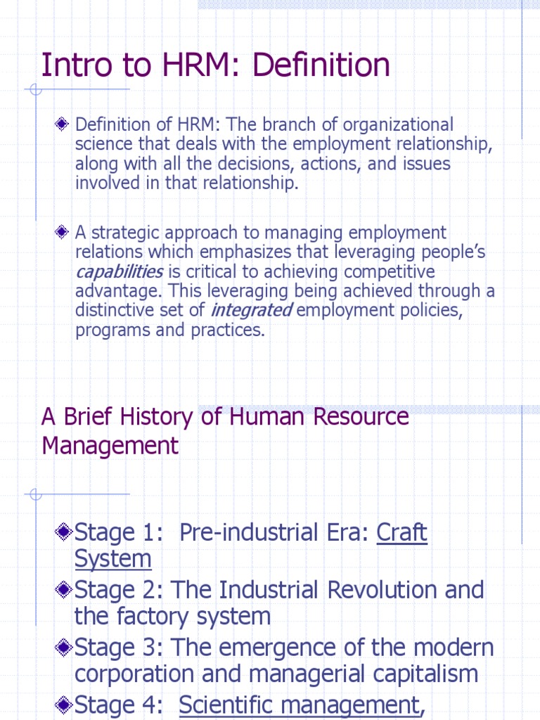 Intro To HRM: Definition: Capabilities Integrated | PDF | Human ...